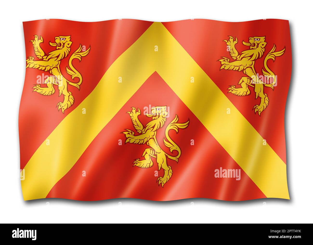 Anglesey County flag, United Kingdom waving banner collection. 3D ...