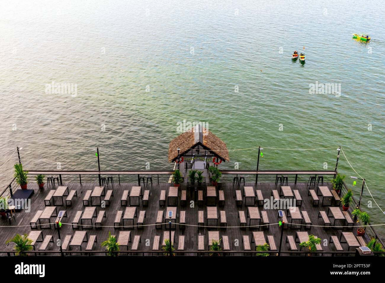 Elevated view of Sandakan Waterfront, Pacifc Ocean, Borneo, Sabah, East ...