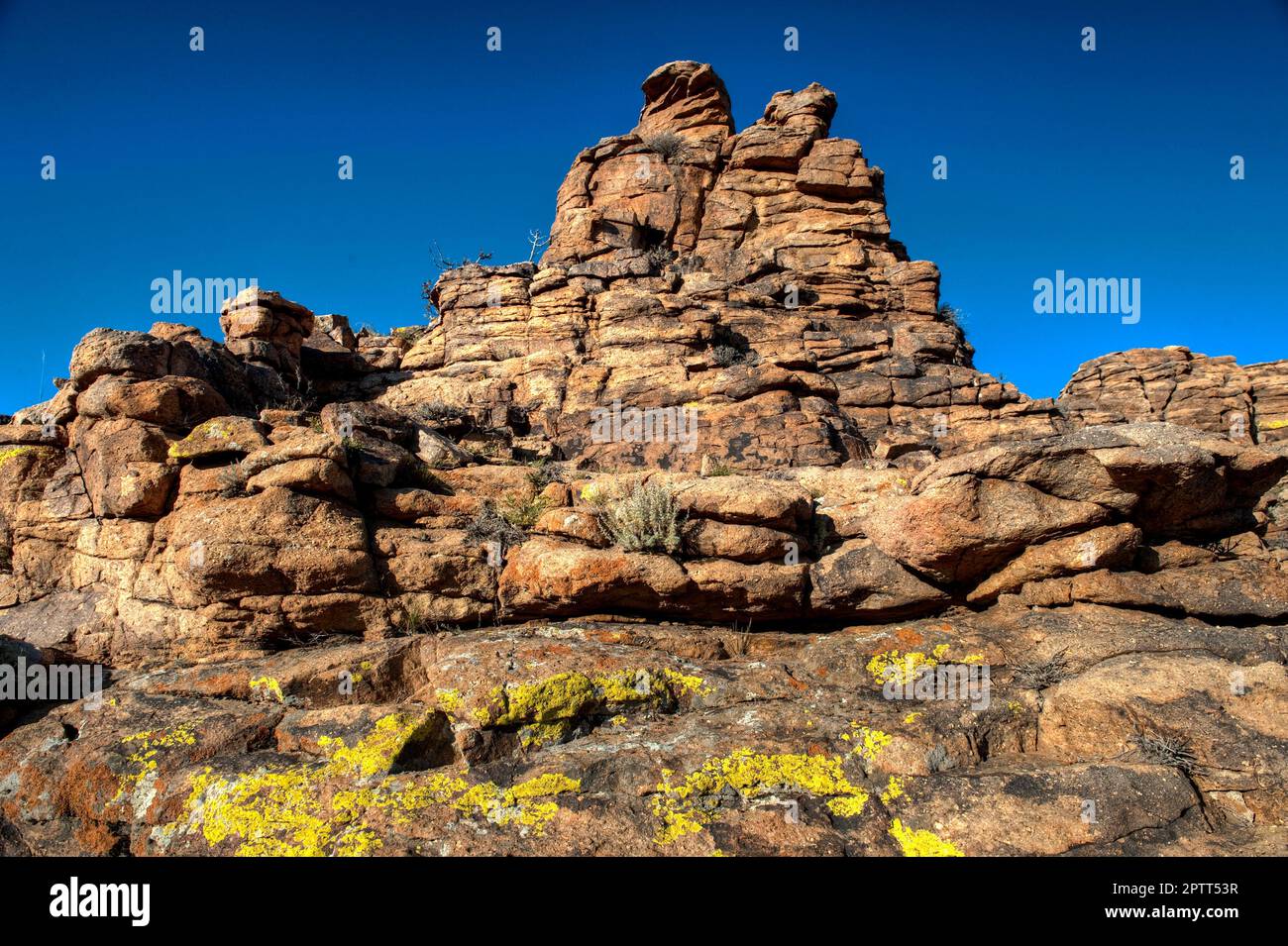 Rock formation in the steppe of Mongolia, north of the Gobi desert ...
