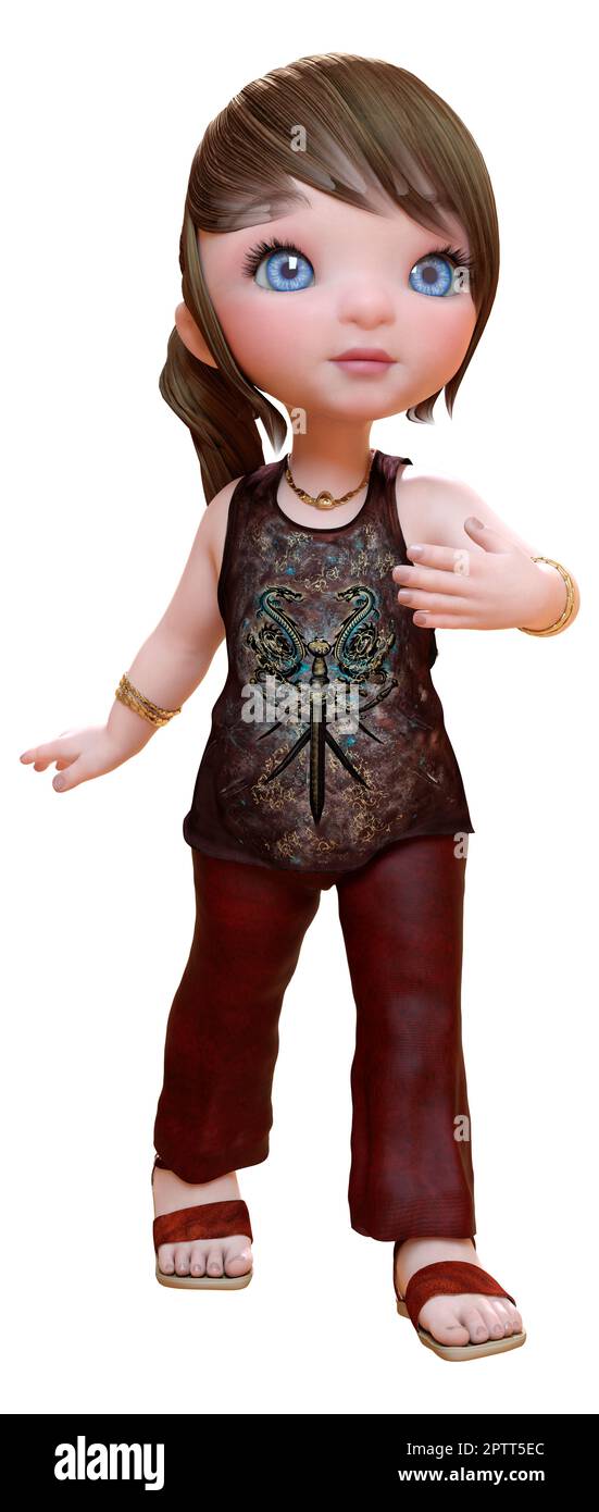 3D rendering of a toddler girl playing isolated on white background ...