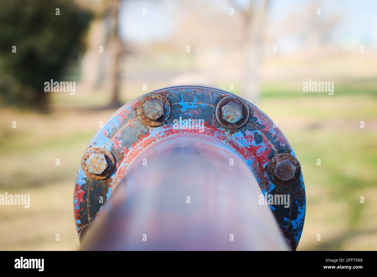 Large, weathered water pipe junction. Close up detail Stock Photo - Alamy