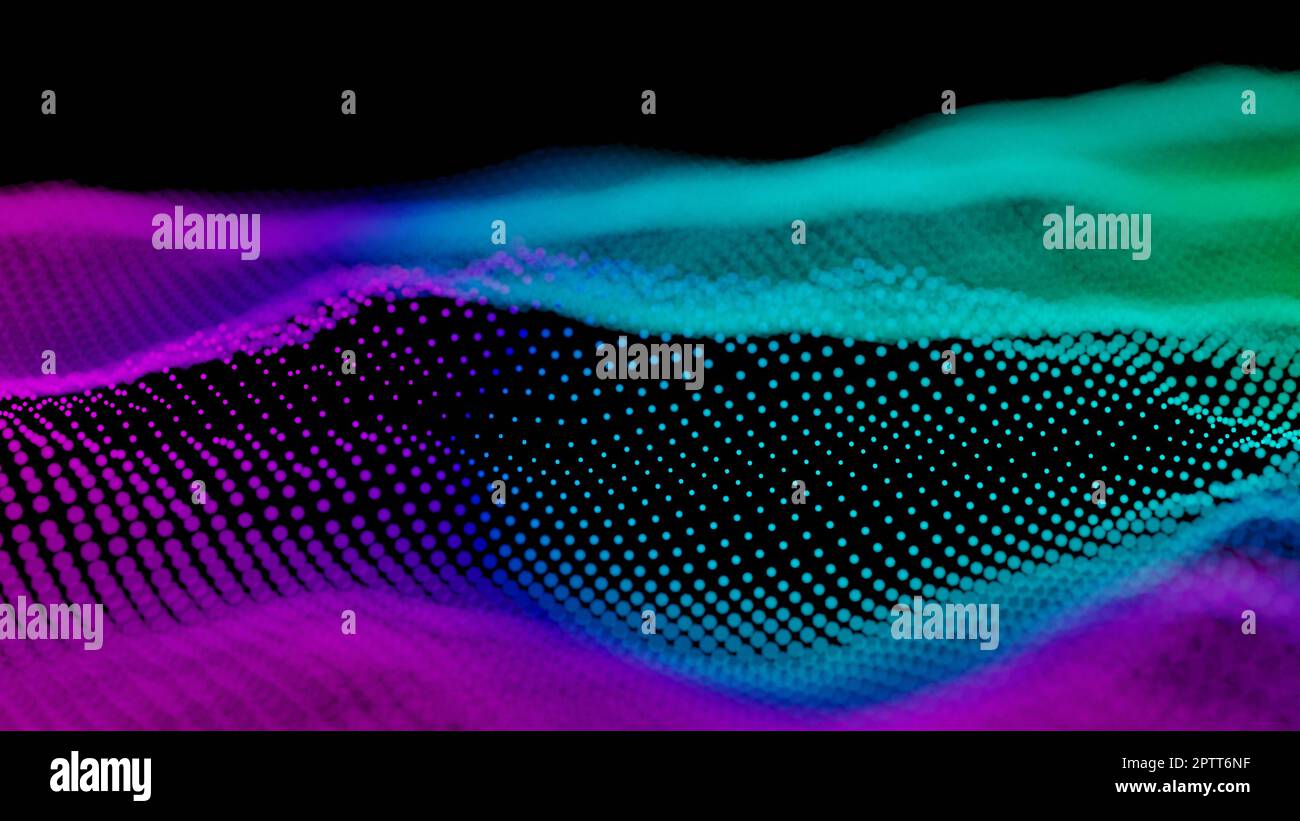 High technology, science data grid. Colorful digital terrain ...