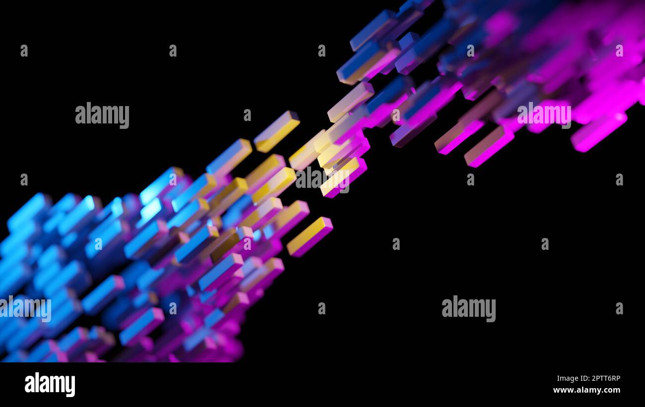 Contact point, cyan and magenta geometrical shapes touching at the ...