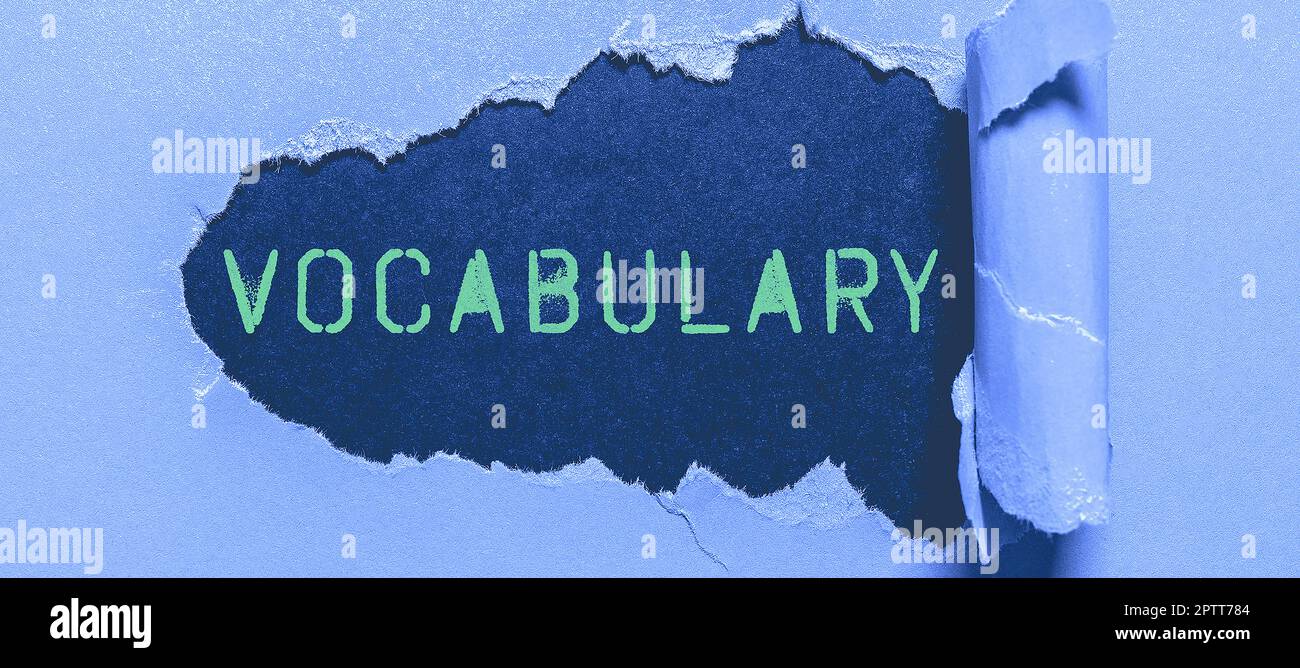 Sign displaying Vocabulary, Word for collection of words and phrases ...