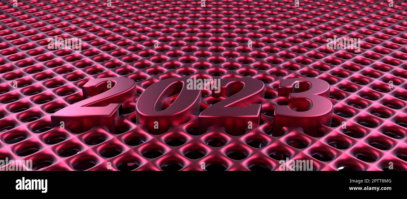 Shiny magenta metal grid pattern with Year 2023 using as modern ...