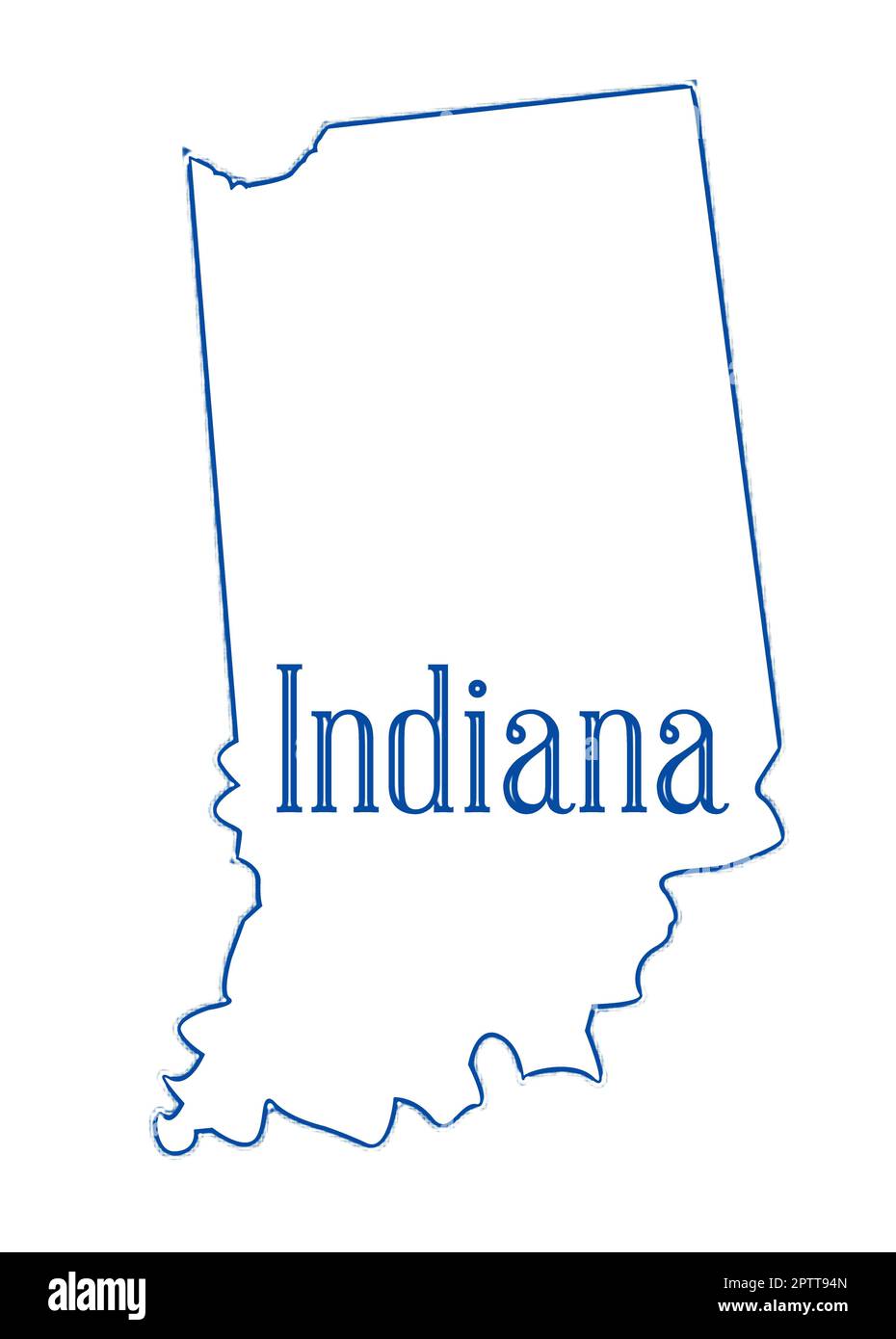 Outline map of the state of Indiana over white Stock Photo - Alamy