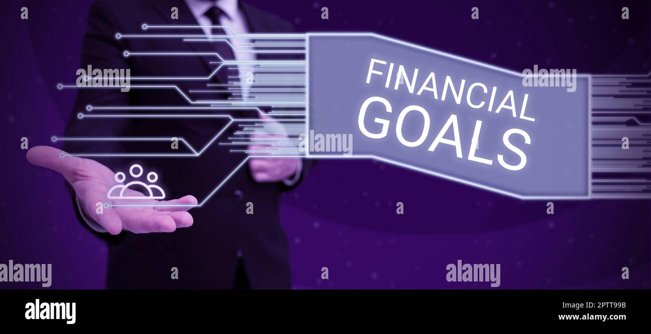 Hand writing sign Financial Goals, Business idea targets usually driven ...