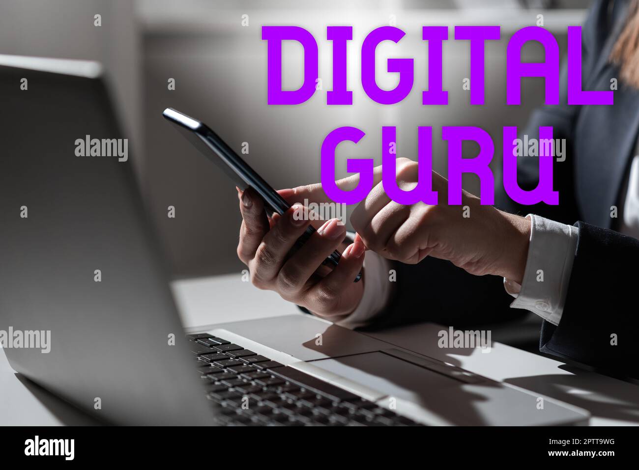 Conceptual display Digital Guru, Business showcase teacher and intellectual guide in matters of ...