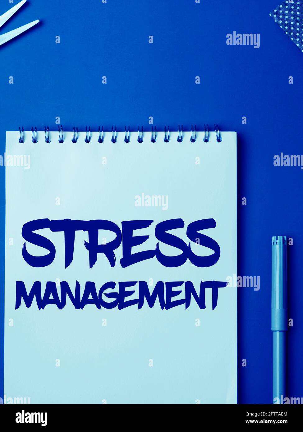 Handwriting text Stress Management, Word for learning ways of behaving ...