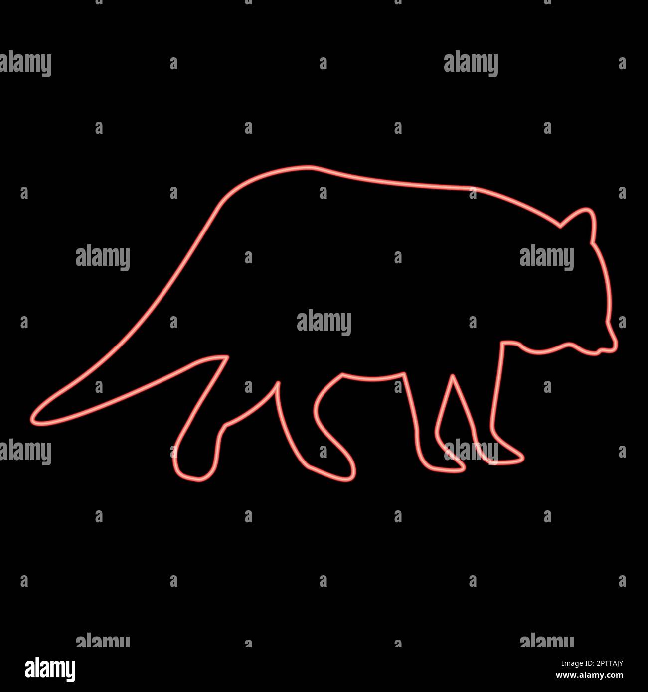 Neon raccoon Coon red color vector illustration image flat style Stock ...