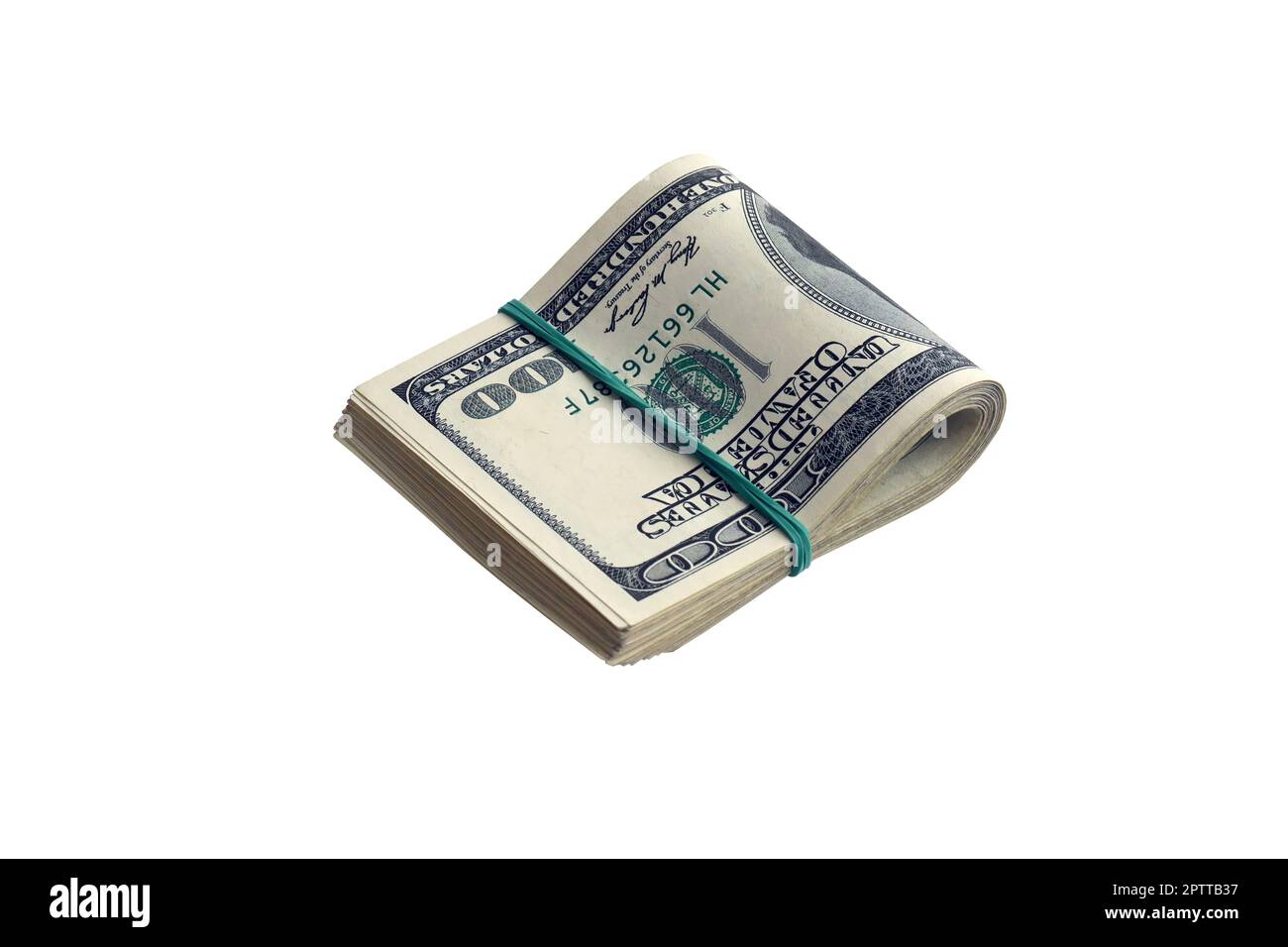 Bundle of US dollar bills isolated on white. Pack of american money ...