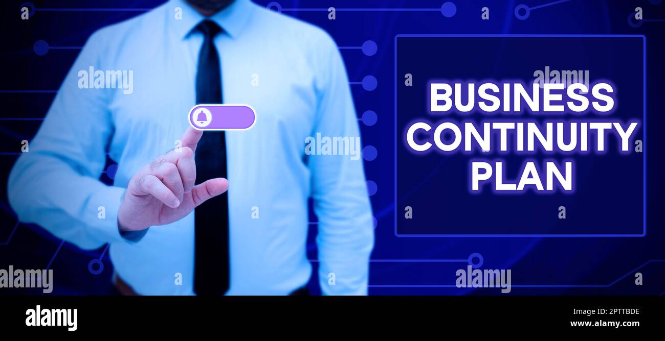 Text caption presenting Business Continuity Plan, Business idea ...