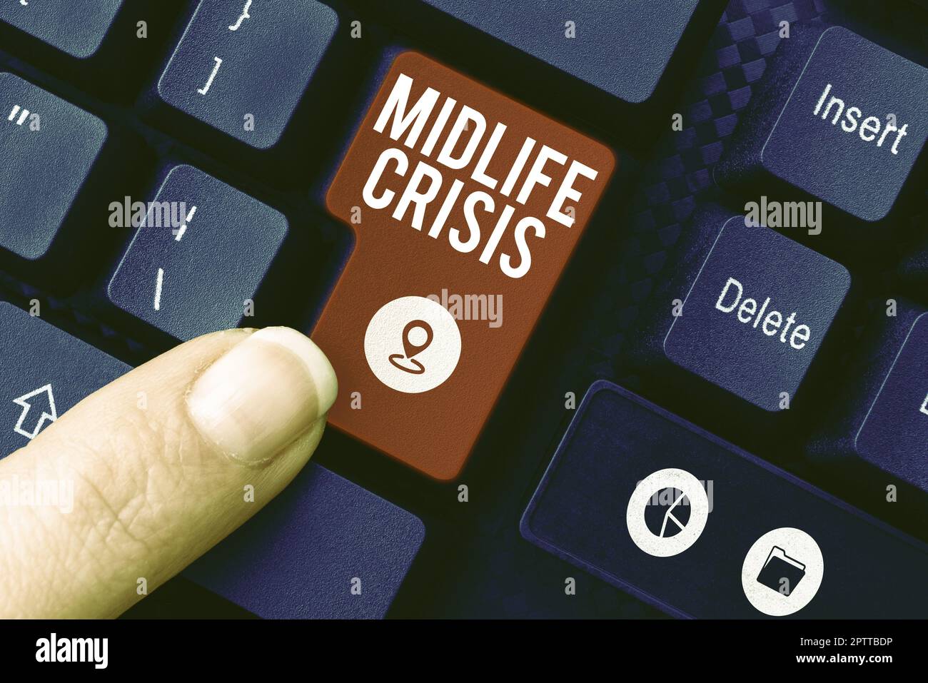 Text showing inspiration Midlife Crisis, Word Written on Software ...