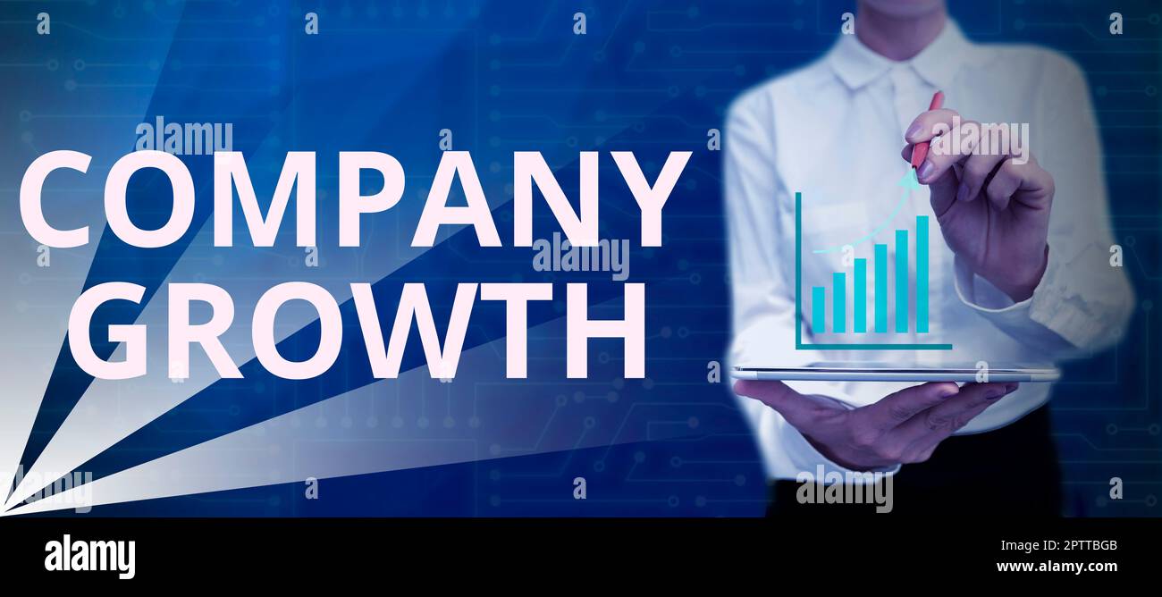Handwriting text Company Growth, Business idea a long-term stage where ...