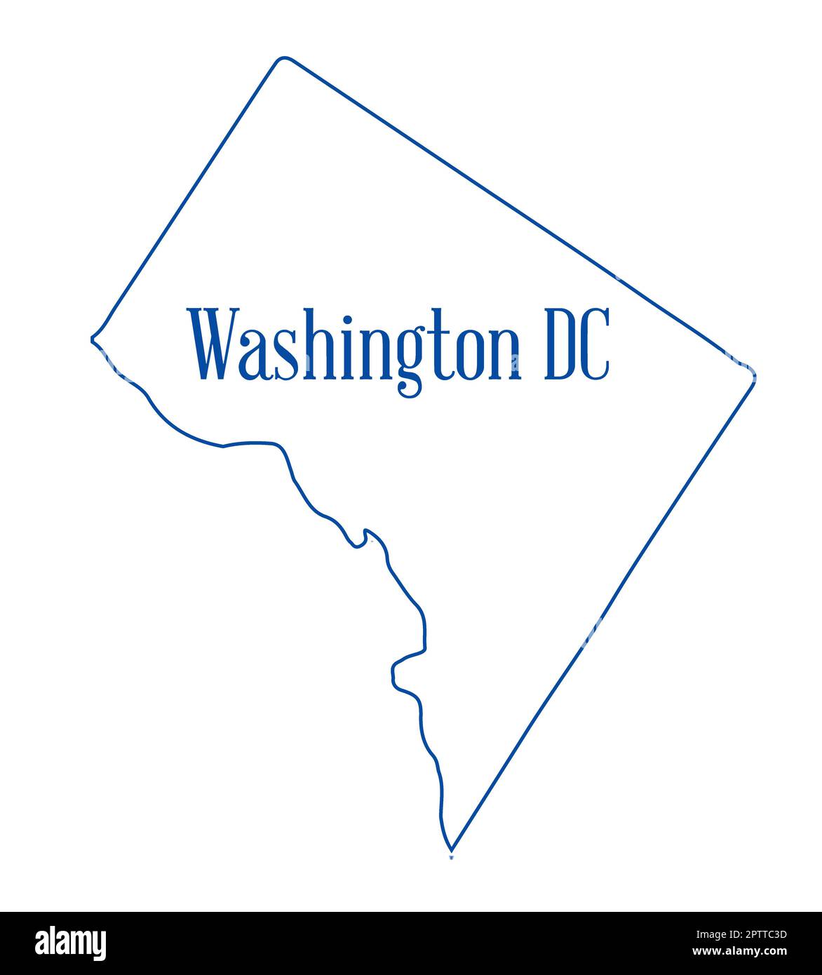 Outline map of the state of Washington DC over a white background Stock ...