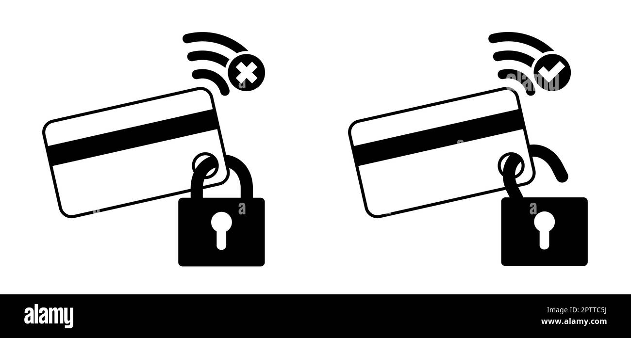 nfc pay. Credit card with lock icon. Locked bank security card. icon ...
