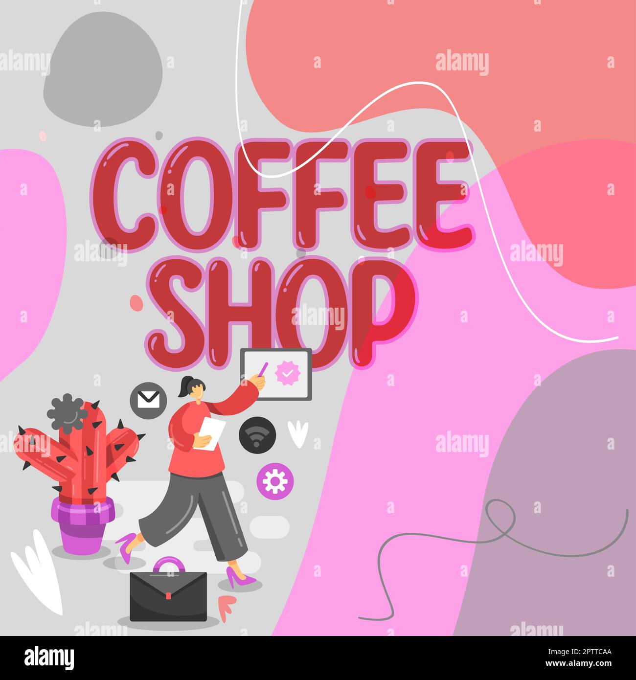 Conceptual display Coffee Shop, Business overview small informal ...