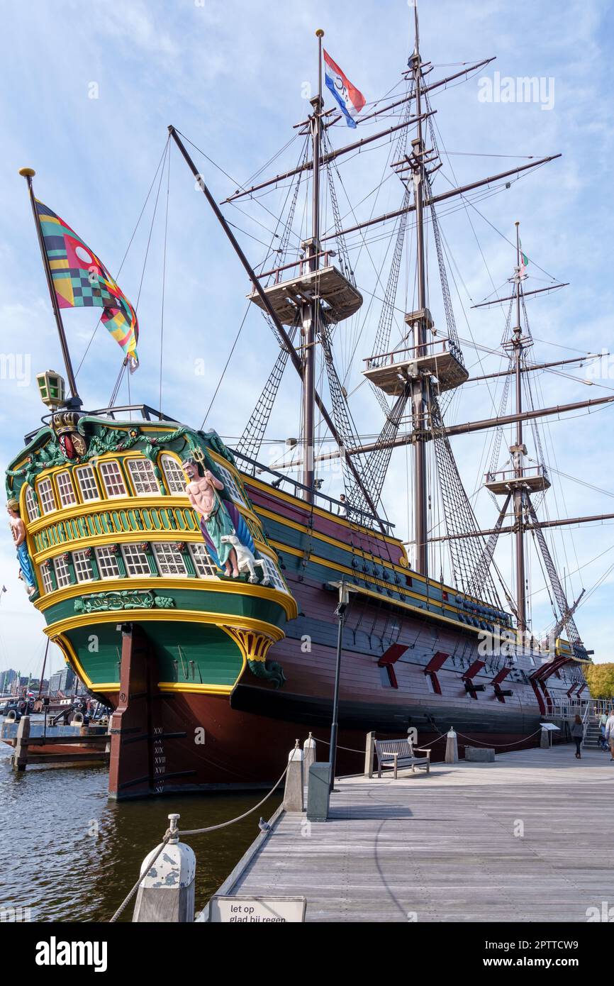 A replica of the Dutch East Indiaman (VOC) vessel "The Amsterdam". The ...