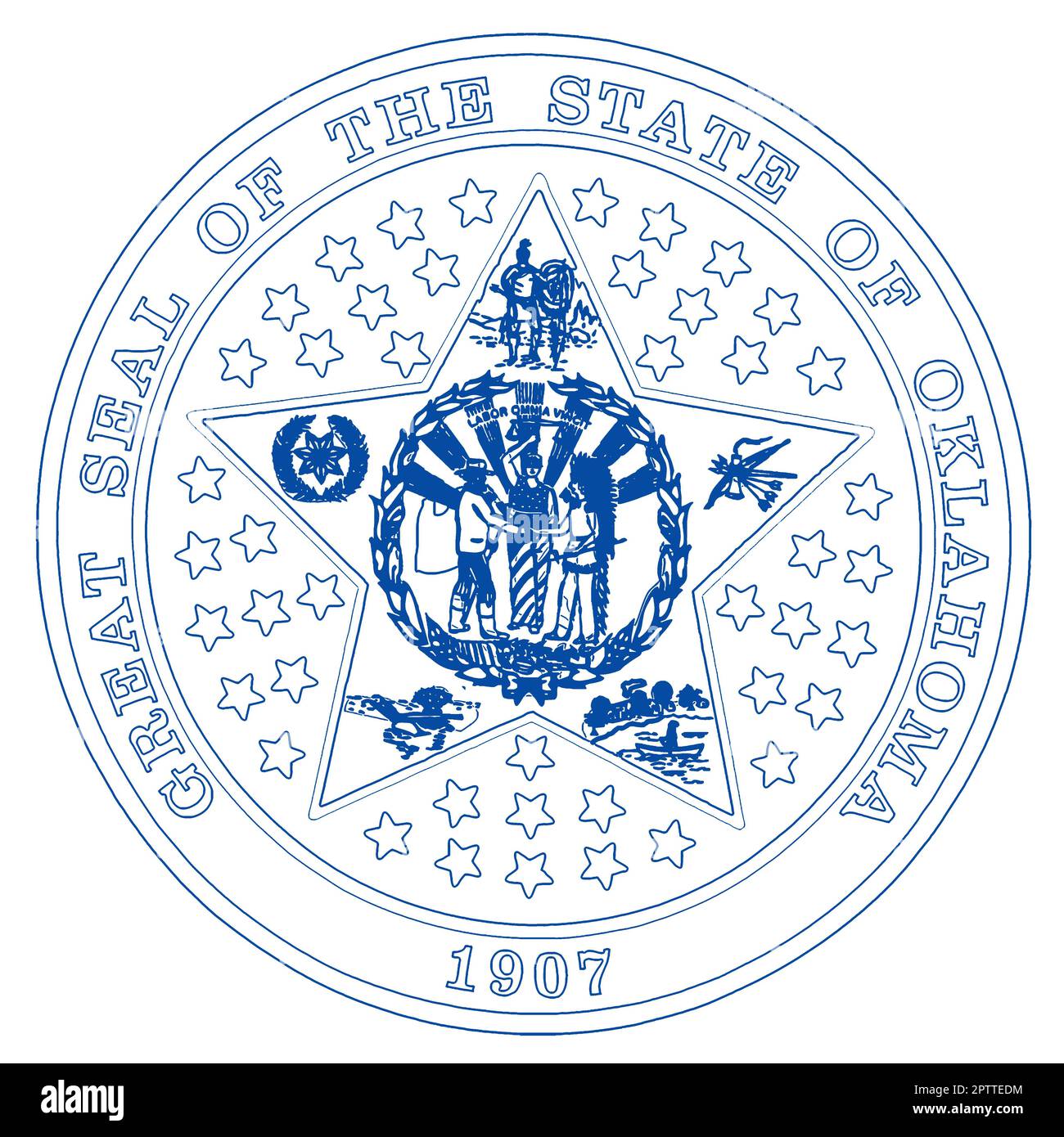 The state seal of the state of Oklahoma over a white background Stock ...