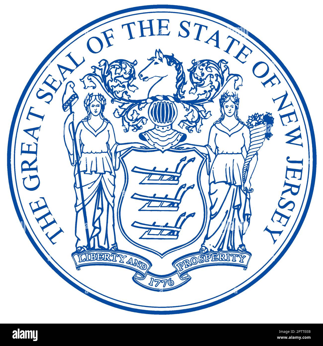 The great seal of the state of New Jersey isolated on a white ...