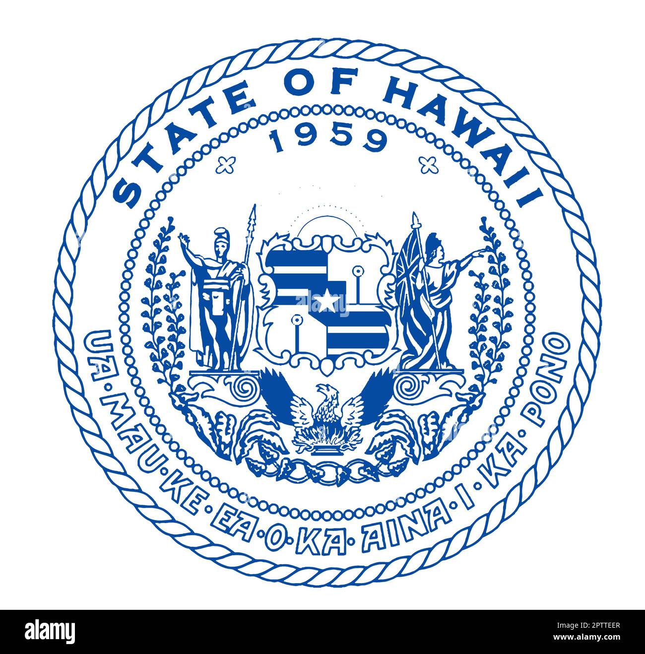 The state Seal of Hawaii over a white background Stock Photo - Alamy