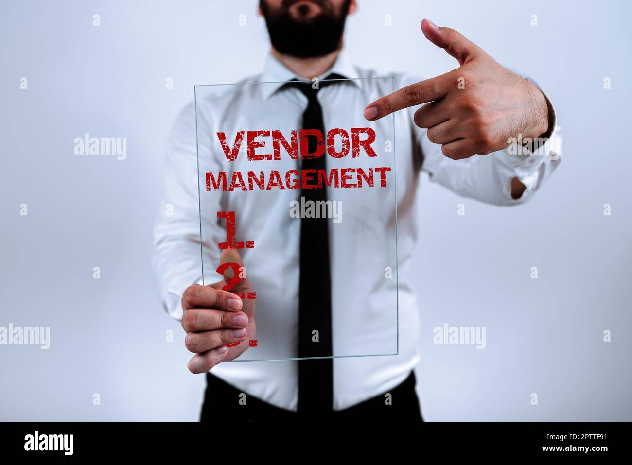 Text sign showing Vendor Management, Word for activities included in ...