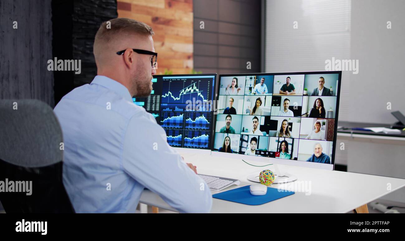 Virtual Online Webinar Meeting Presentation. Watching Conference Banner ...