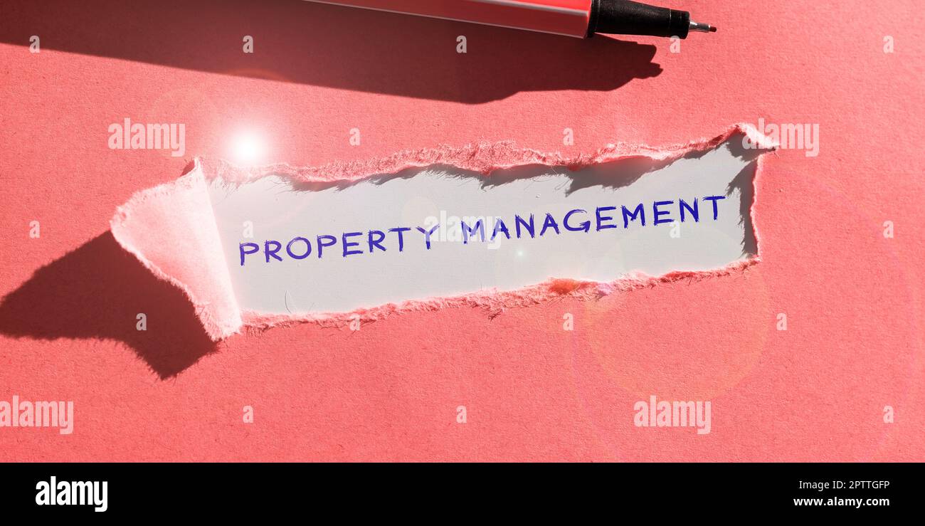 Hand writing sign Property Management, Concept meaning Overseeing of ...