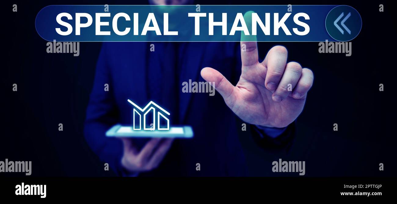 Handwriting text Special Thanks, Internet Concept expression of ...