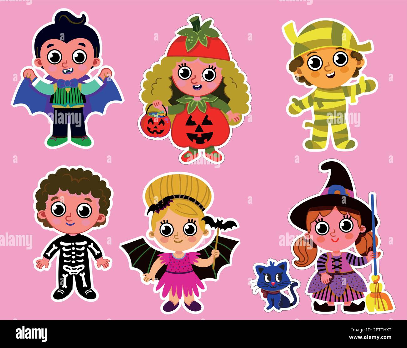 set of boys and girls dressed halloween costumes Stock Vector Image ...