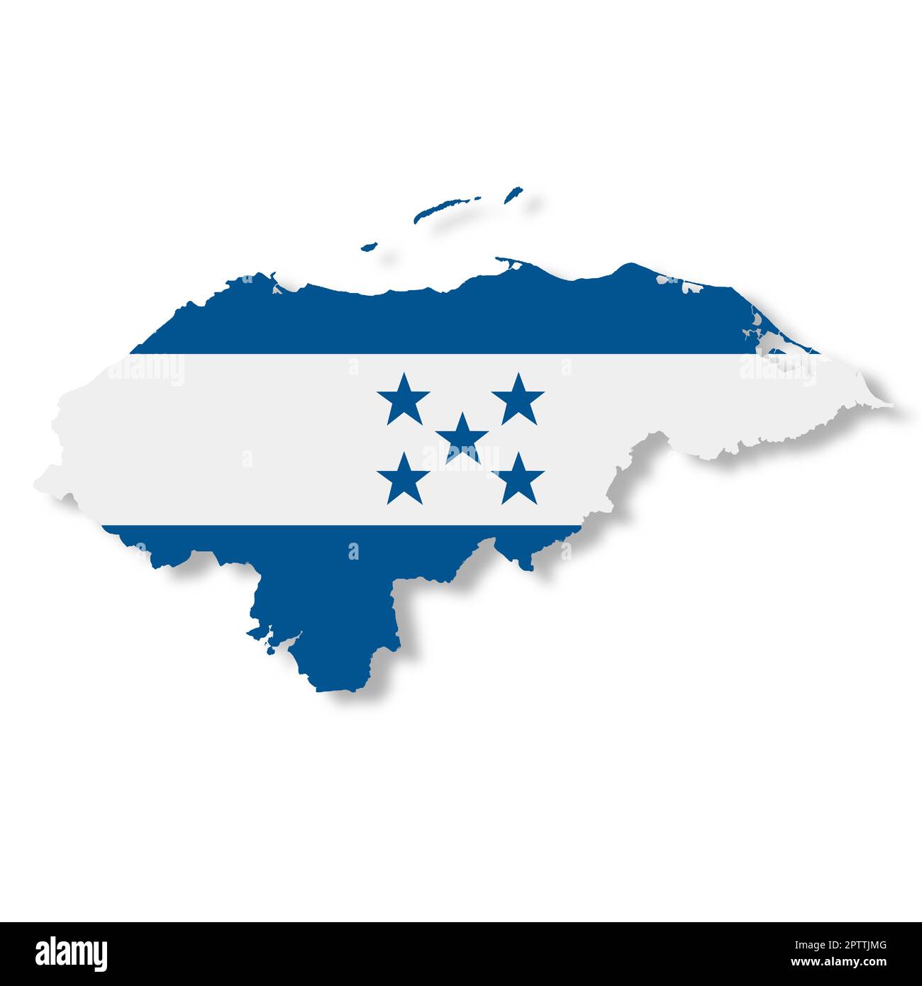 A Honduras map on white background with clipping path to remove shadow ...