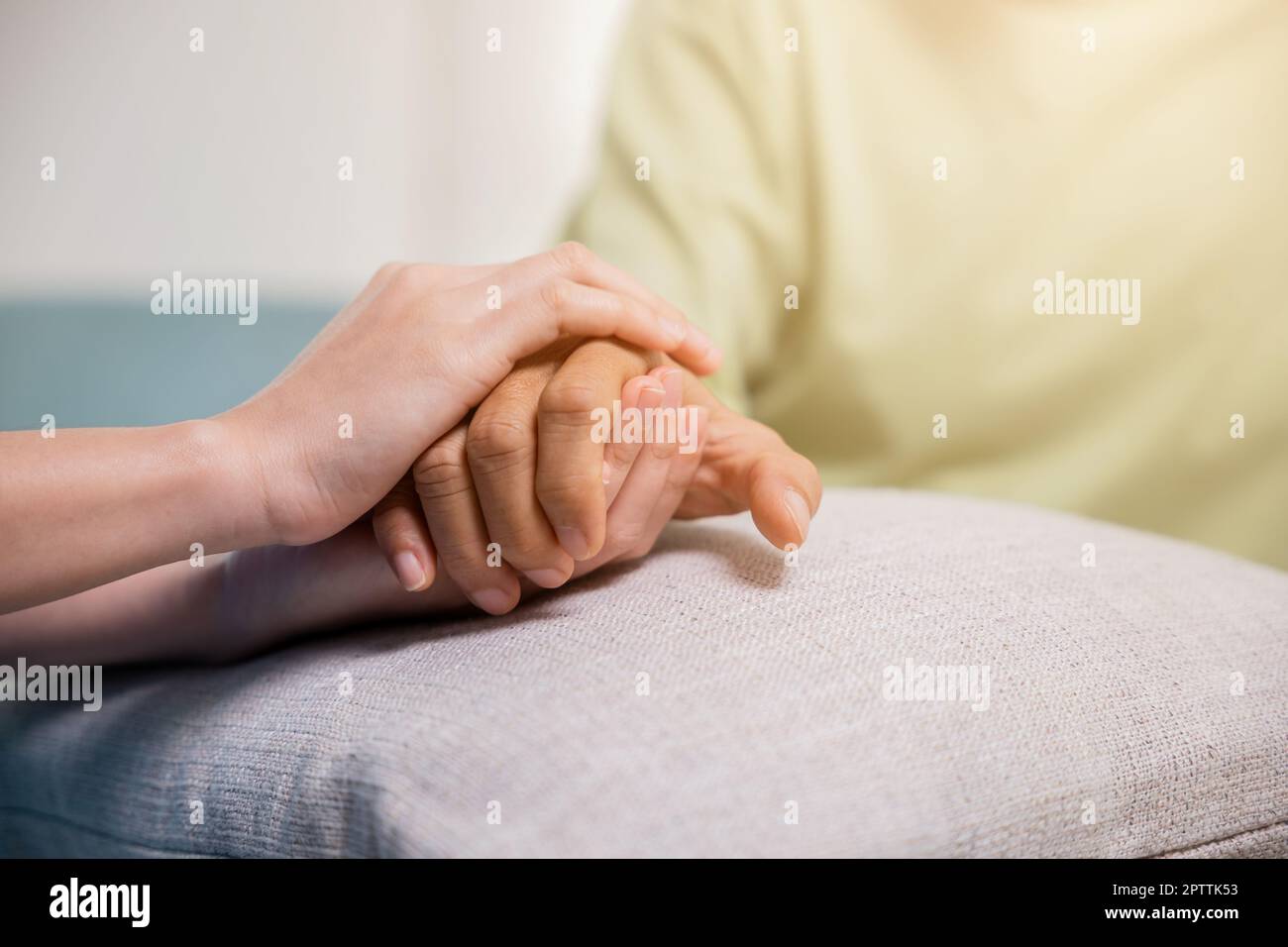 International Day for the Elderly. Young woman helping hands offering ...