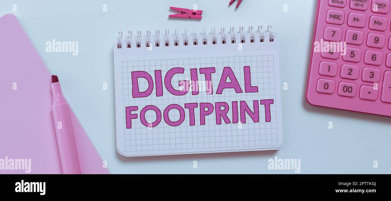 Hand writing sign Digital Footprint, Business concept uses digital ...