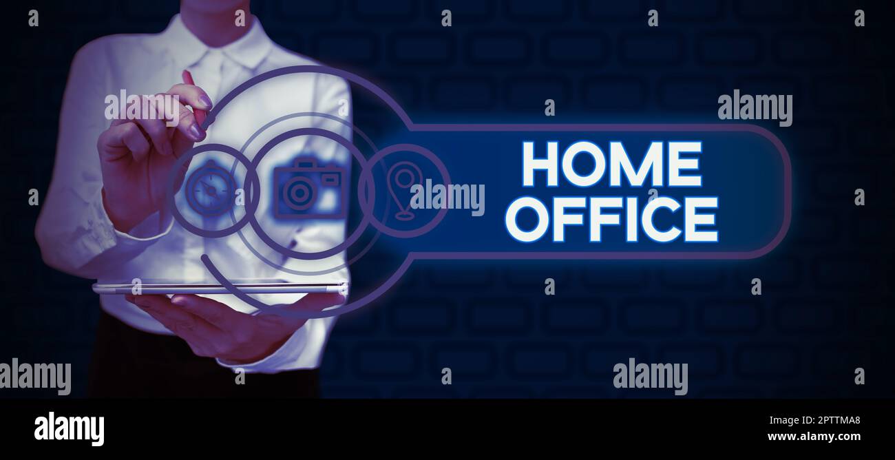 Sign displaying Home Office, Business overview space designated in a ...