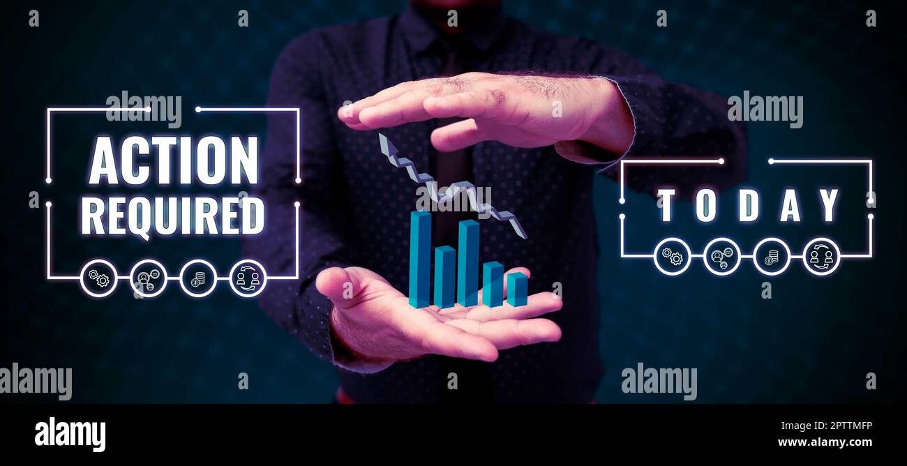 Hand writing sign Action Required, Conceptual photo Regard an action ...