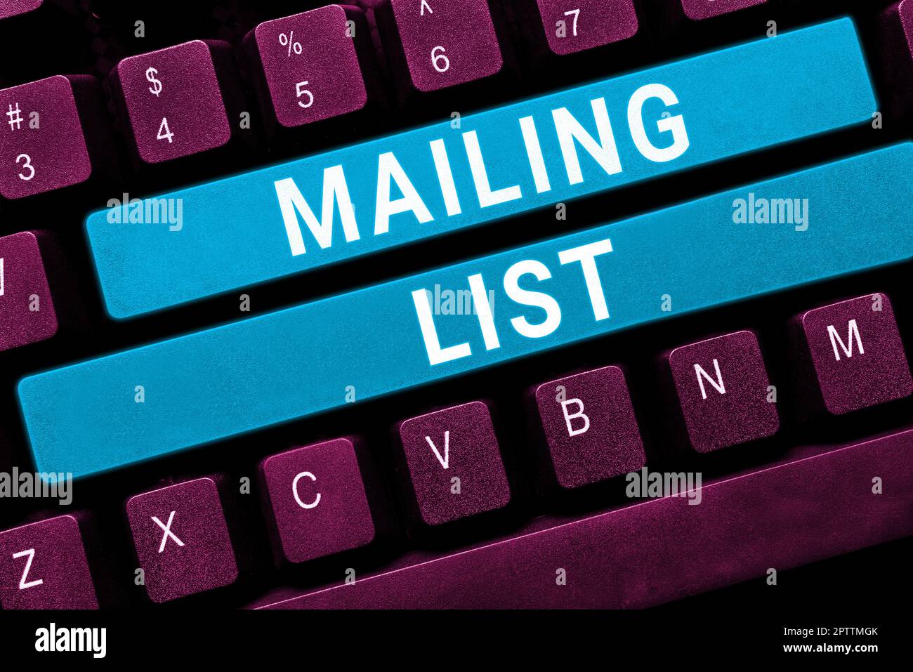 Text caption presenting Mailing List, Conceptual photo list of people ...