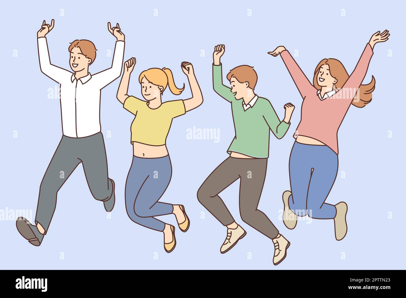 Overjoyed young people jump celebrate success Stock Vector Image & Art ...