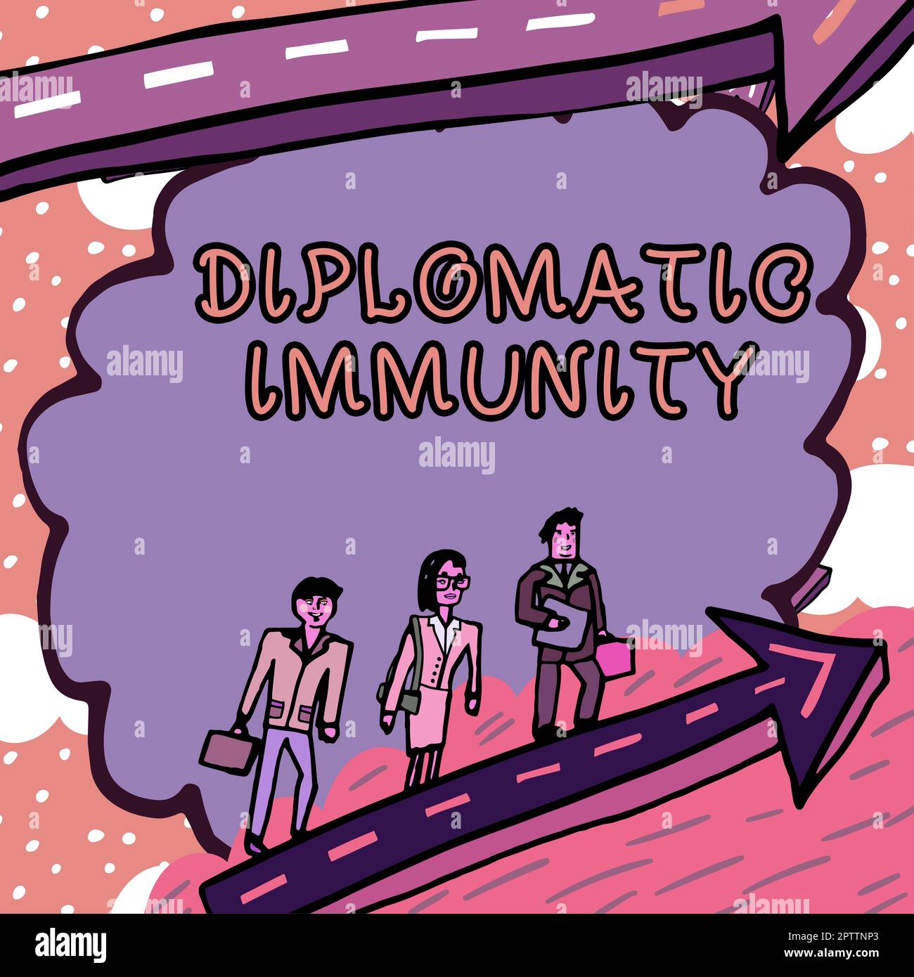 Sign displaying Diplomatic Immunity, Business showcase law that gives ...