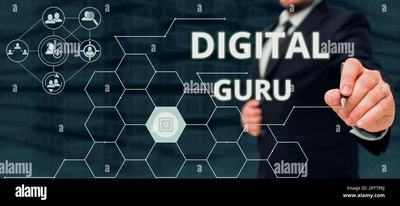 Conceptual display Digital Guru, Word Written on teacher and ...