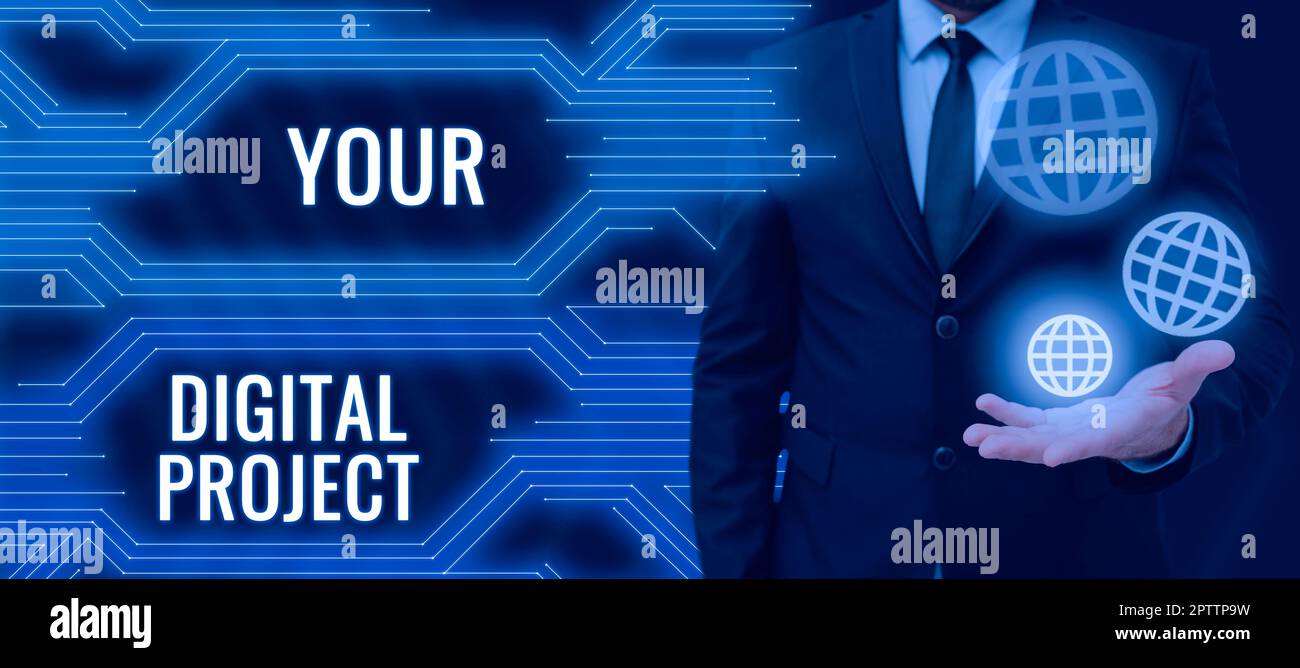 Text caption presenting Your Digital Project, Business approach Startup ...