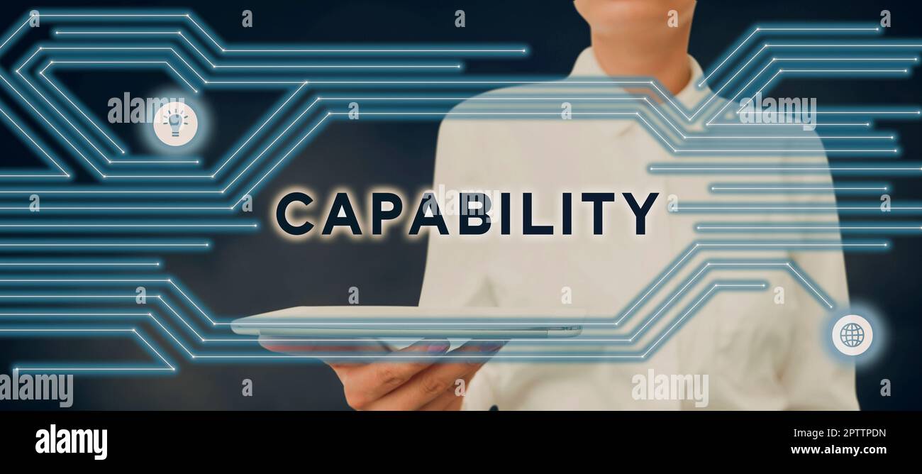 Writing displaying text Capability, Word for the facility or potential for an indicated use or ...