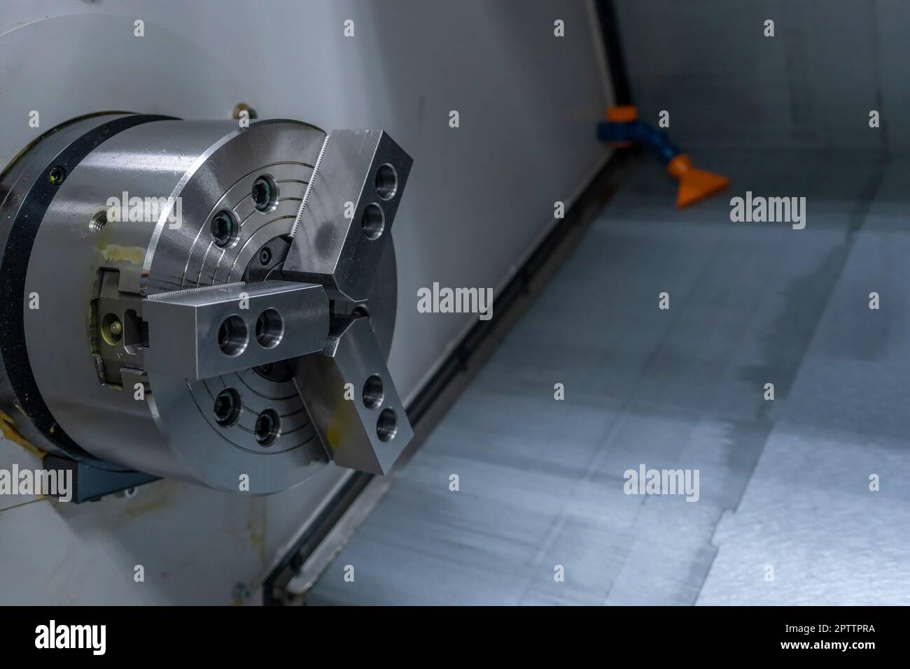 CNC turning machine spindle and lathe workshop Stock Photo - Alamy