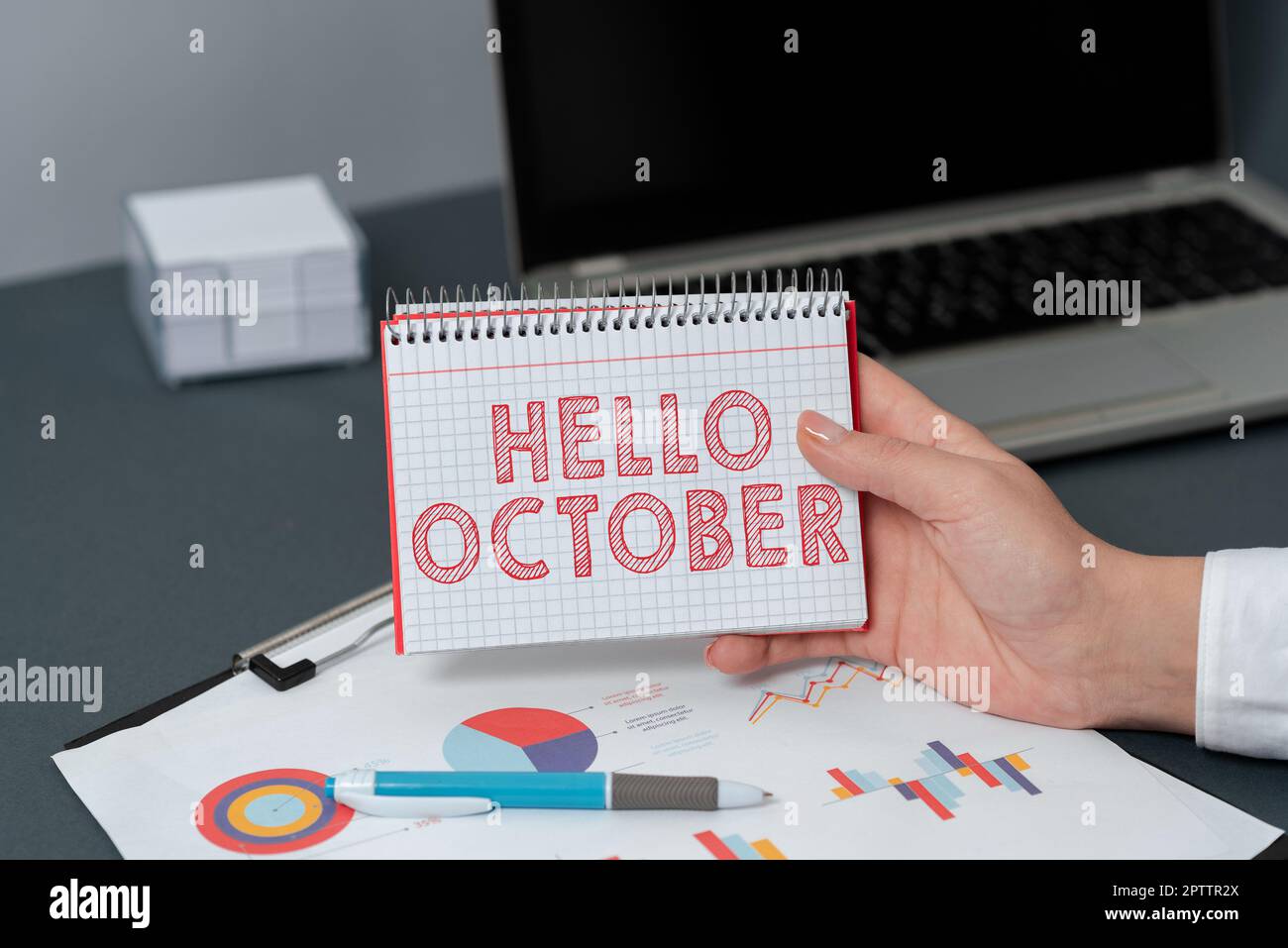 Text caption presenting Hello October, Word Written on greeting used ...