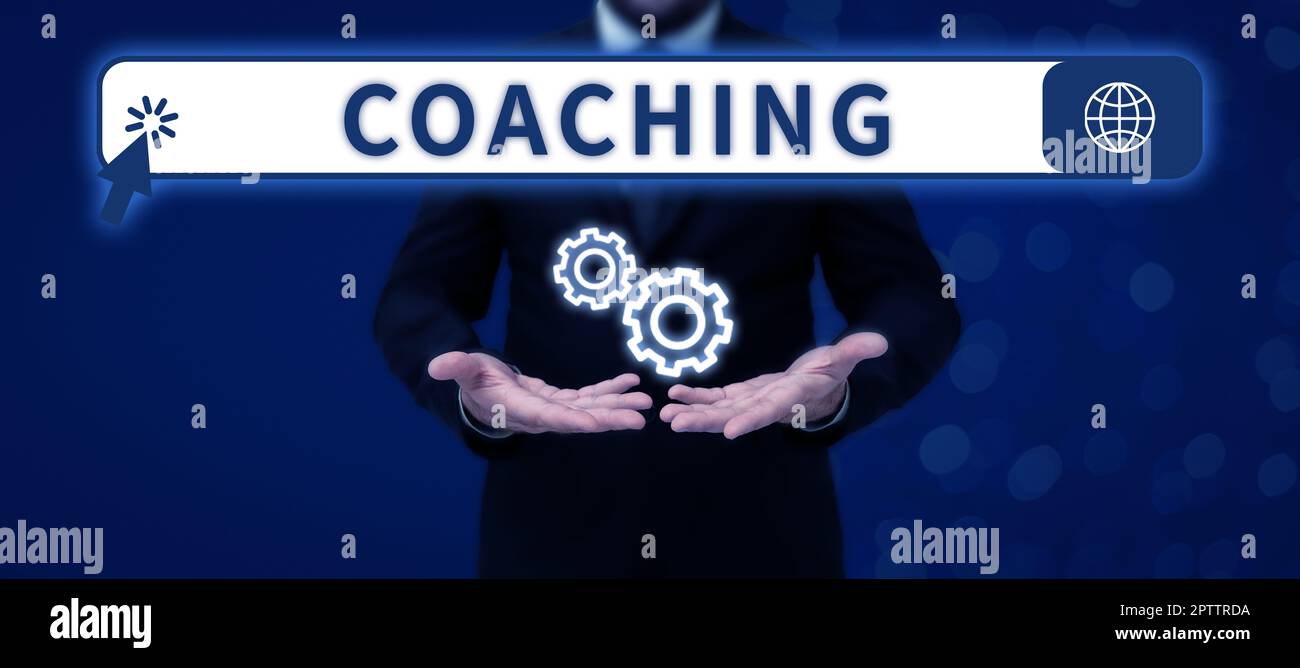 Text sign showing Coaching, Word Written on unlocking a persons ...