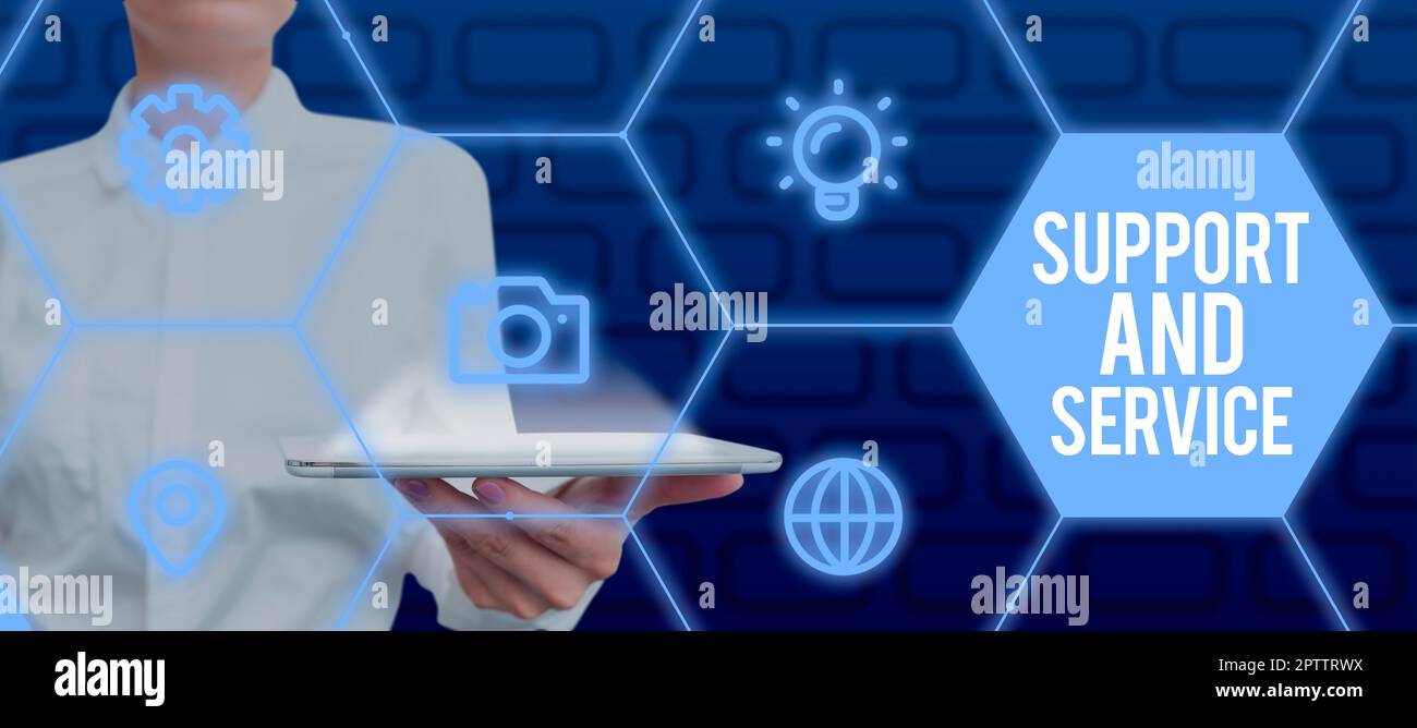 Inspiration showing sign Support And Service, Internet Concept Technical Assistance Customer ...
