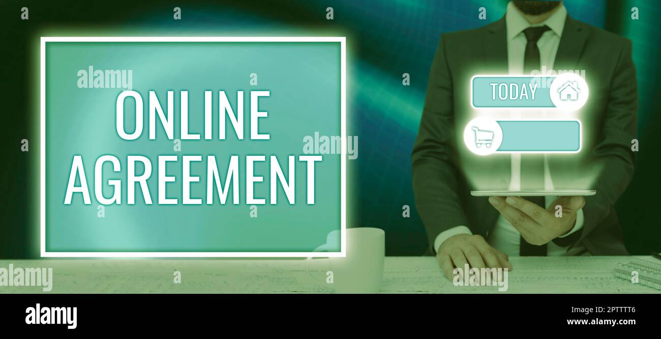 Inspiration showing sign Online Agreement, Business idea contracts that ...