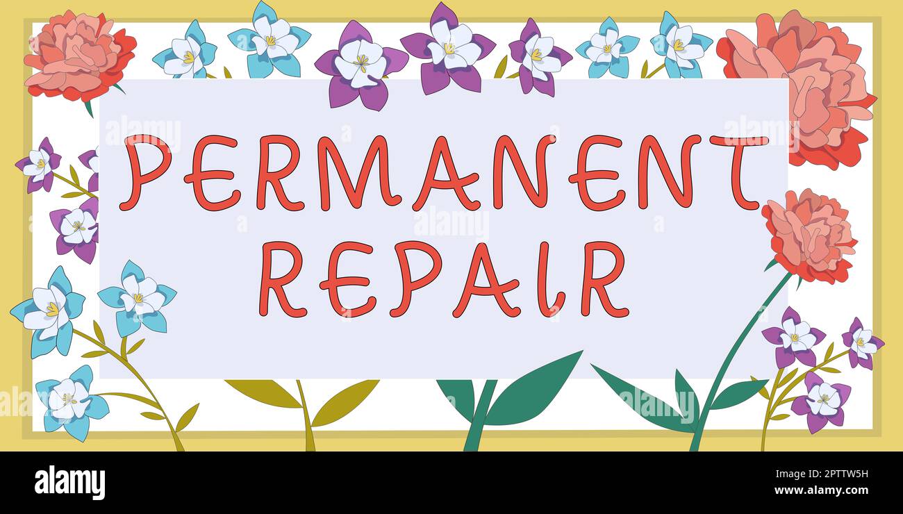 Text caption presenting Permanent Repair, Internet Concept A repair of ...