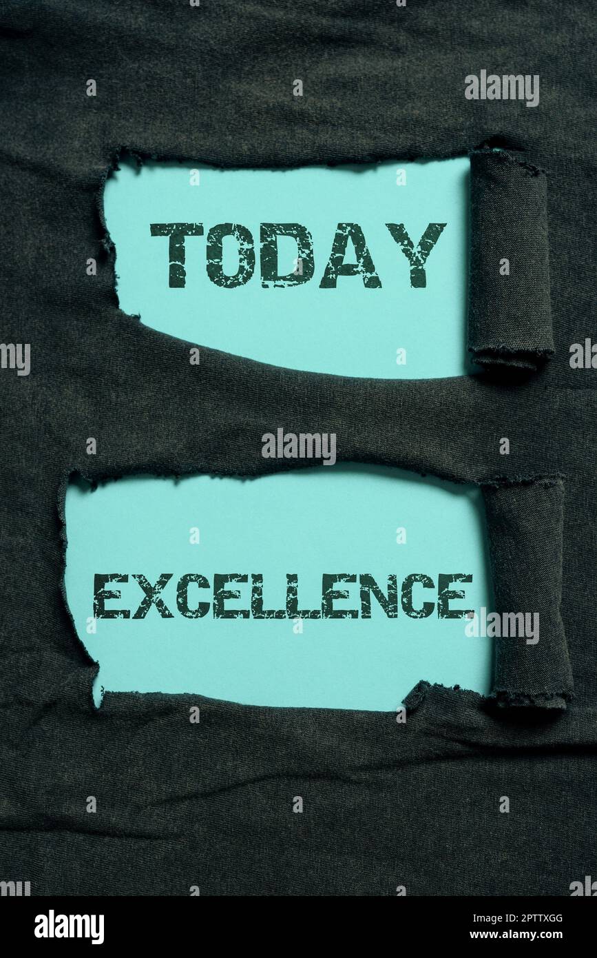 Hand writing sign Excellence, Concept meaning standard of performance ...