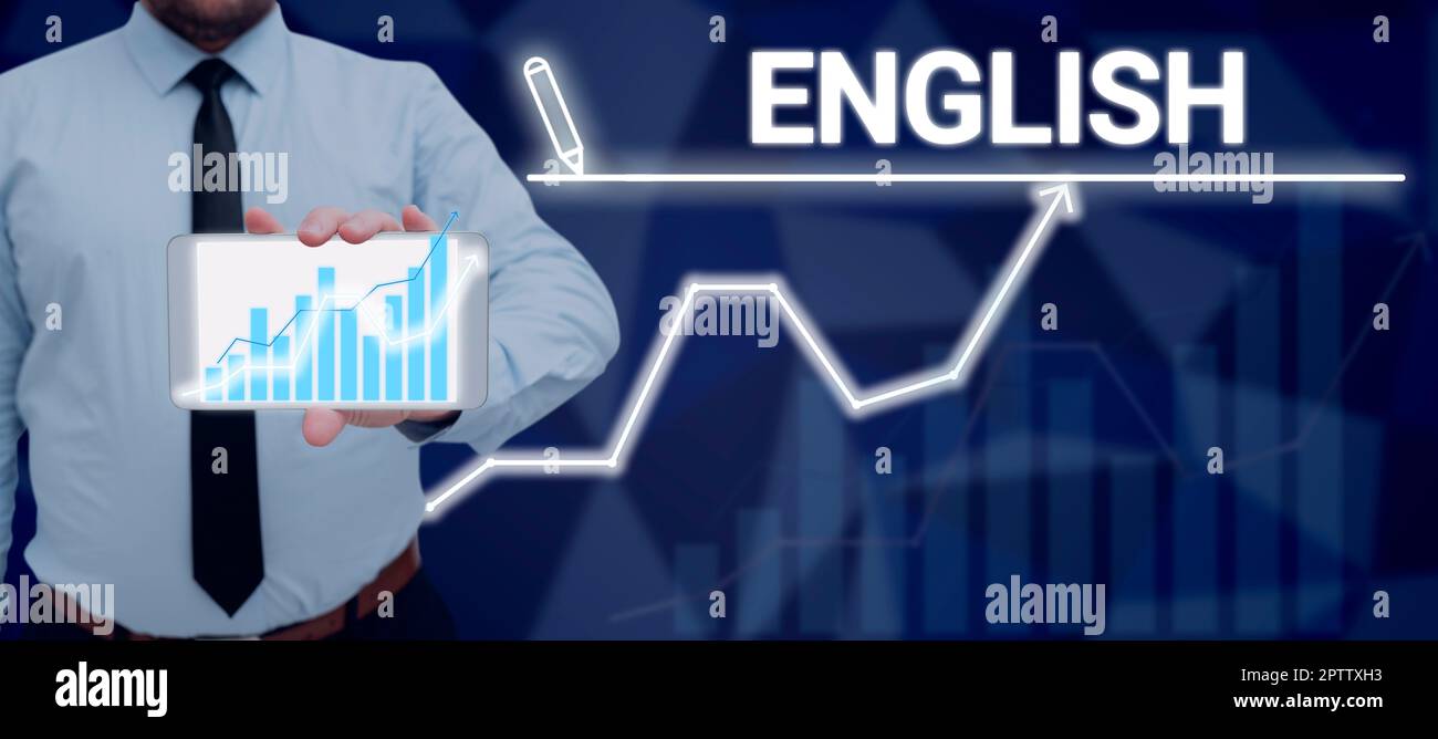 Hand writing sign English, Concept meaning possible communication ...