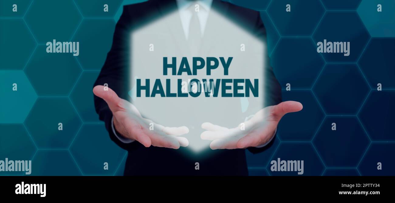 Conceptual display Happy Halloween, Word for a day related with scary ...